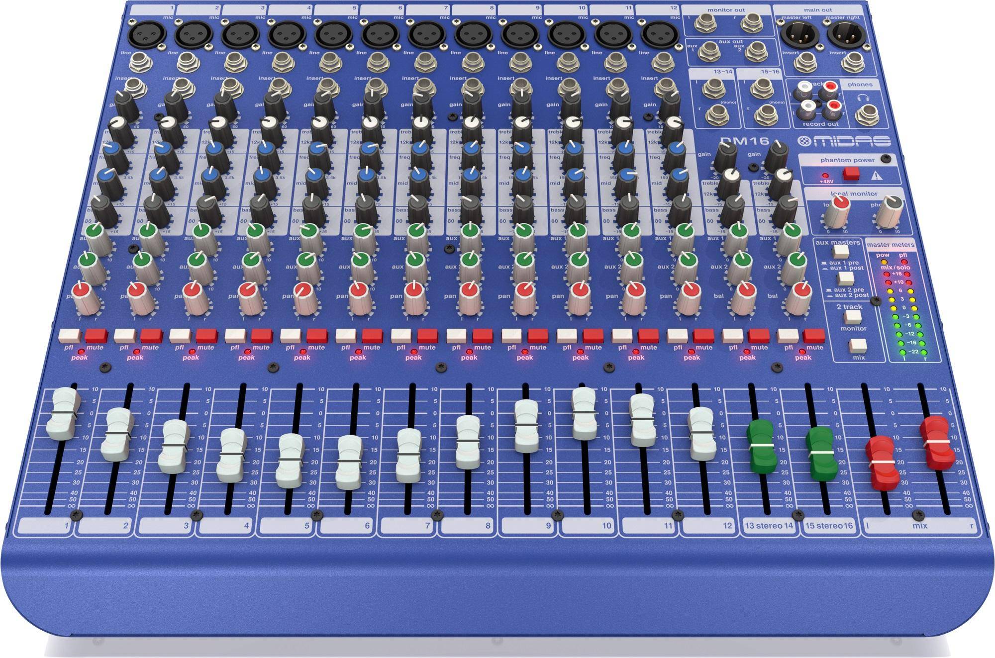 MIDAS DM16 (DM-16) 16 Input Analogue Live and Studio Mixer with Midas ...