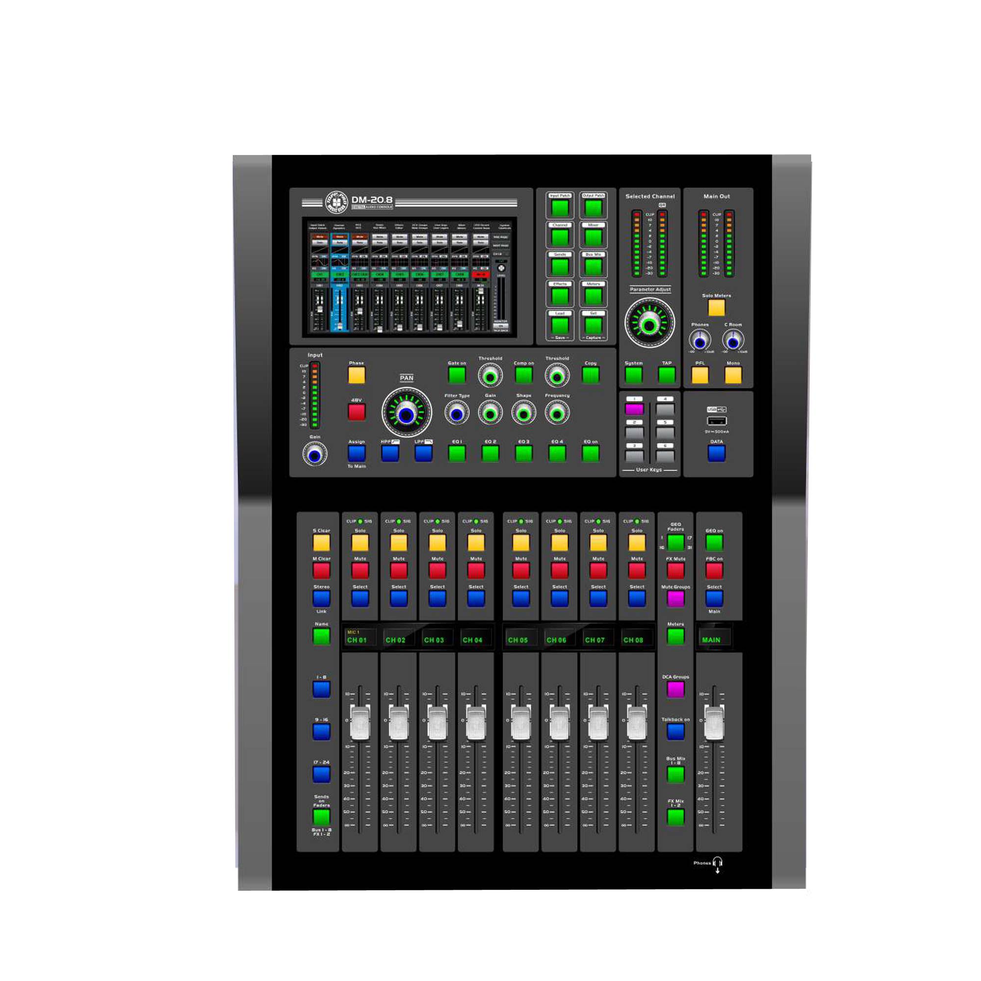Topp Pro DM20.12 20 Channel Digital Mixer, 12 Out, 2 FX & 7" Touch ...