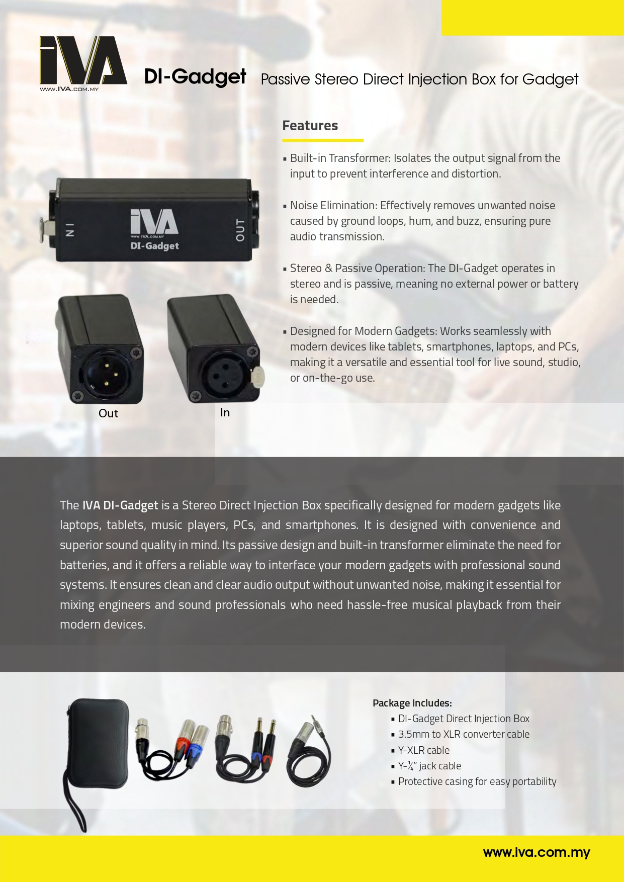 IVA DI-GADGET Passive Stereo Direct Injection Box for Gadget
