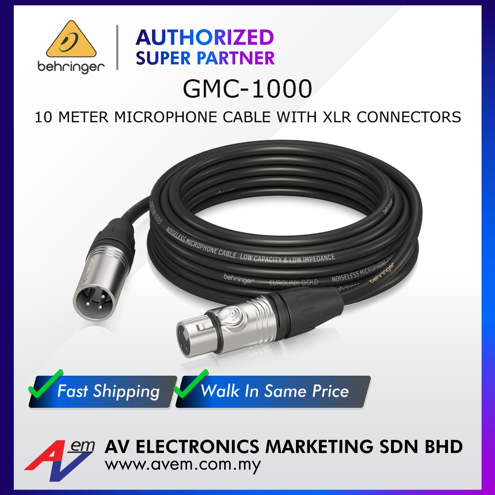 BEHRINGER GMC-1000 Gold Performance 10 m (33 ft) Microphone Cable with ...