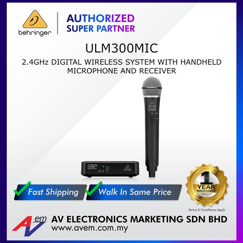 BEHRINGER ULM300MIC High-Performance 2.4 GHz Digital Wireless System ...