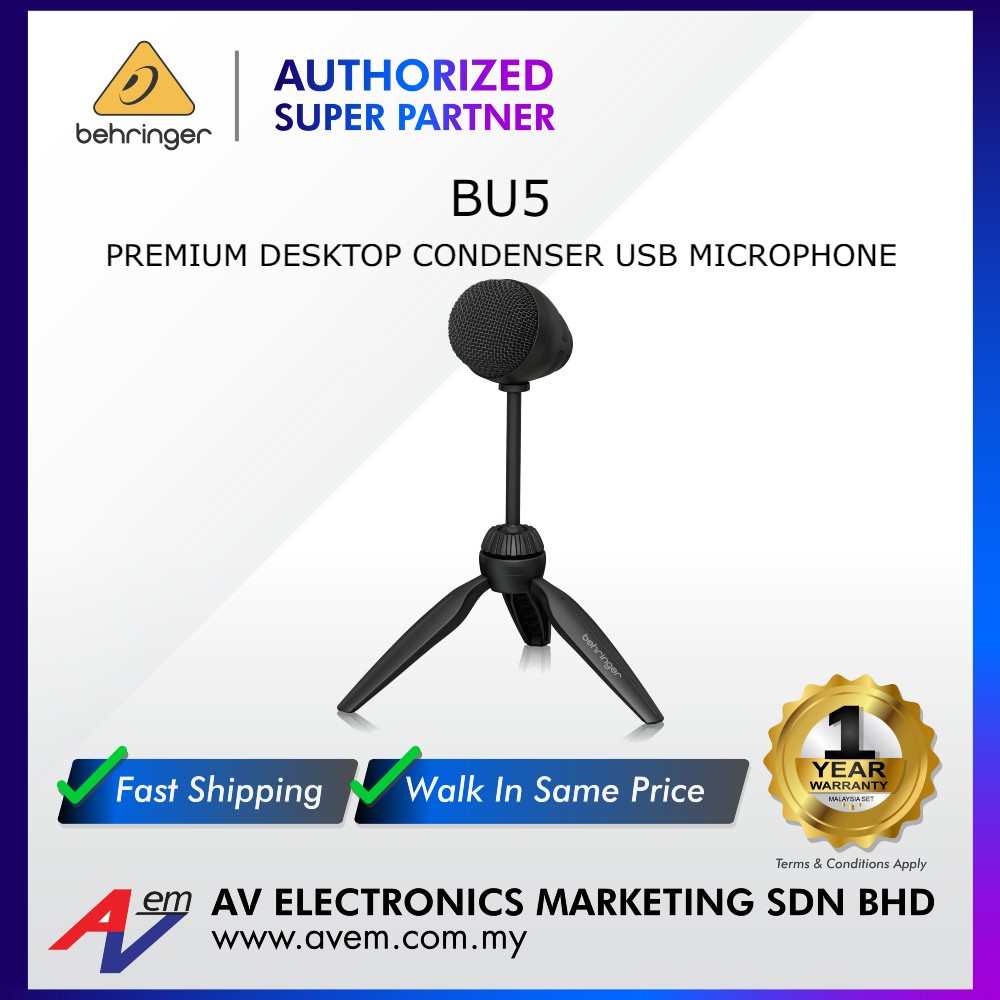 BEHRINGER BU5 Premium Desktop Condenser USB Microphone