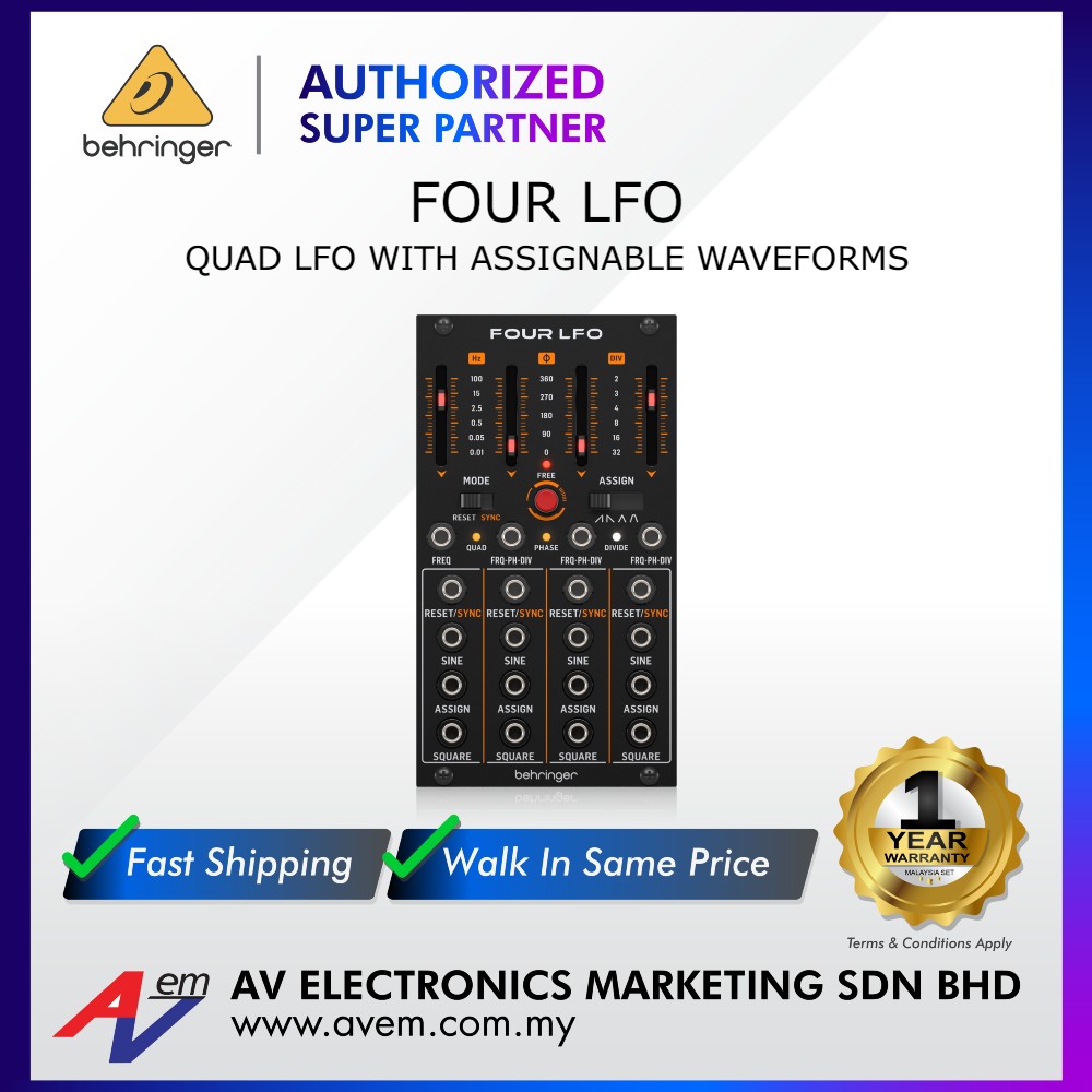 BEHRINGER FOUR LFO Quad LFO with Assignable Waveforms for Eurorack