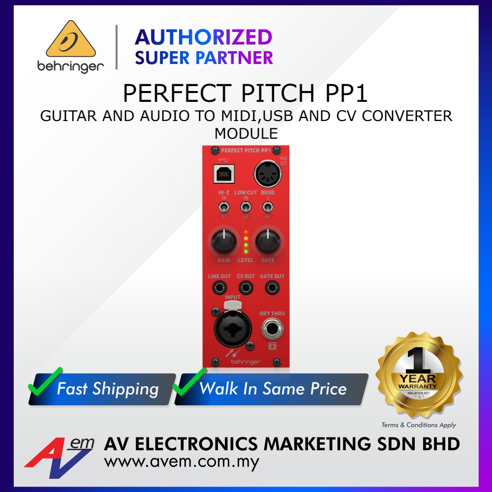 BEHRINGER PERFECT PITCH PP1 Guitar and Audio to MIDI, USB and CV ...