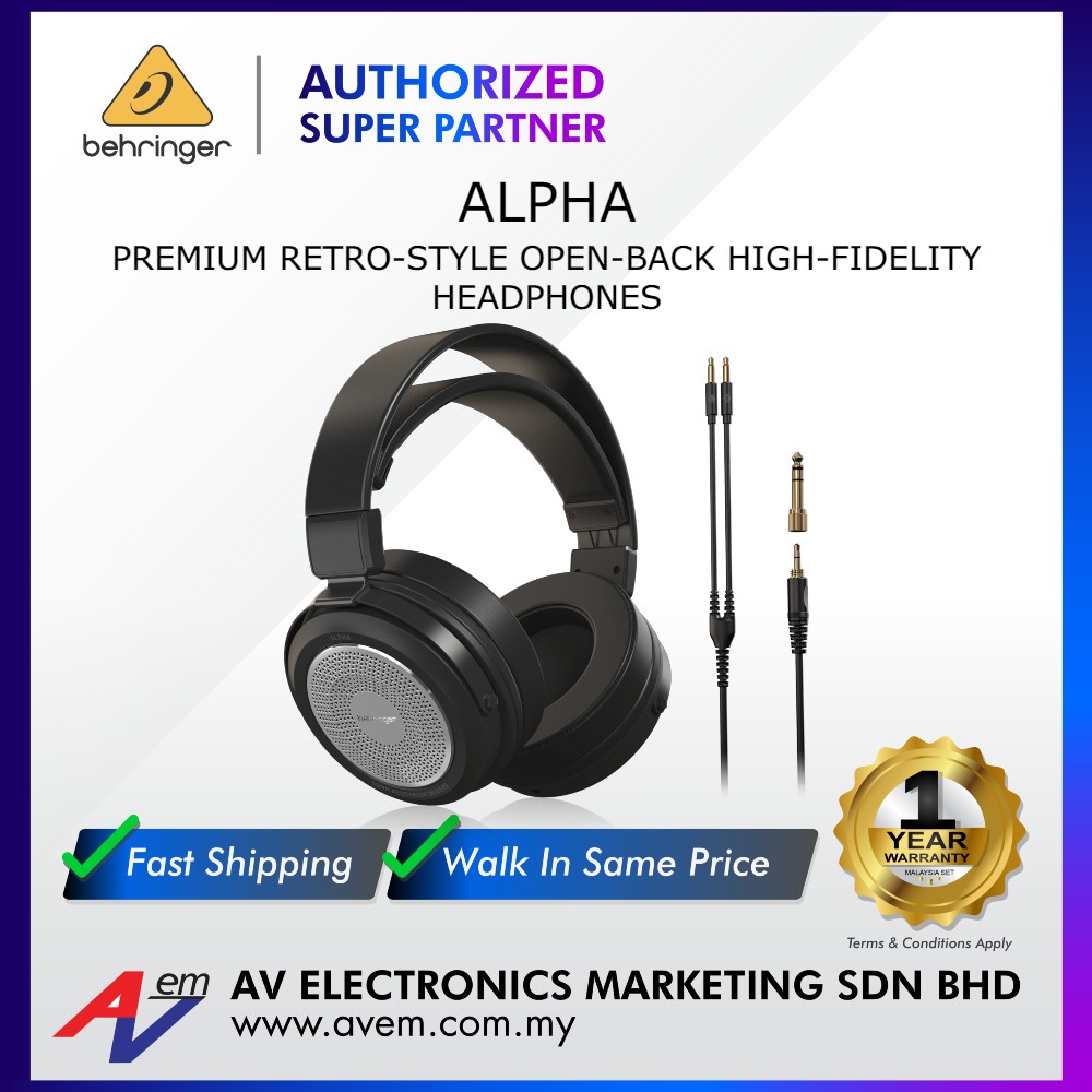 Behringer ALPHA Premium Retro-Style Open-Back High-Fidelity Headphones
