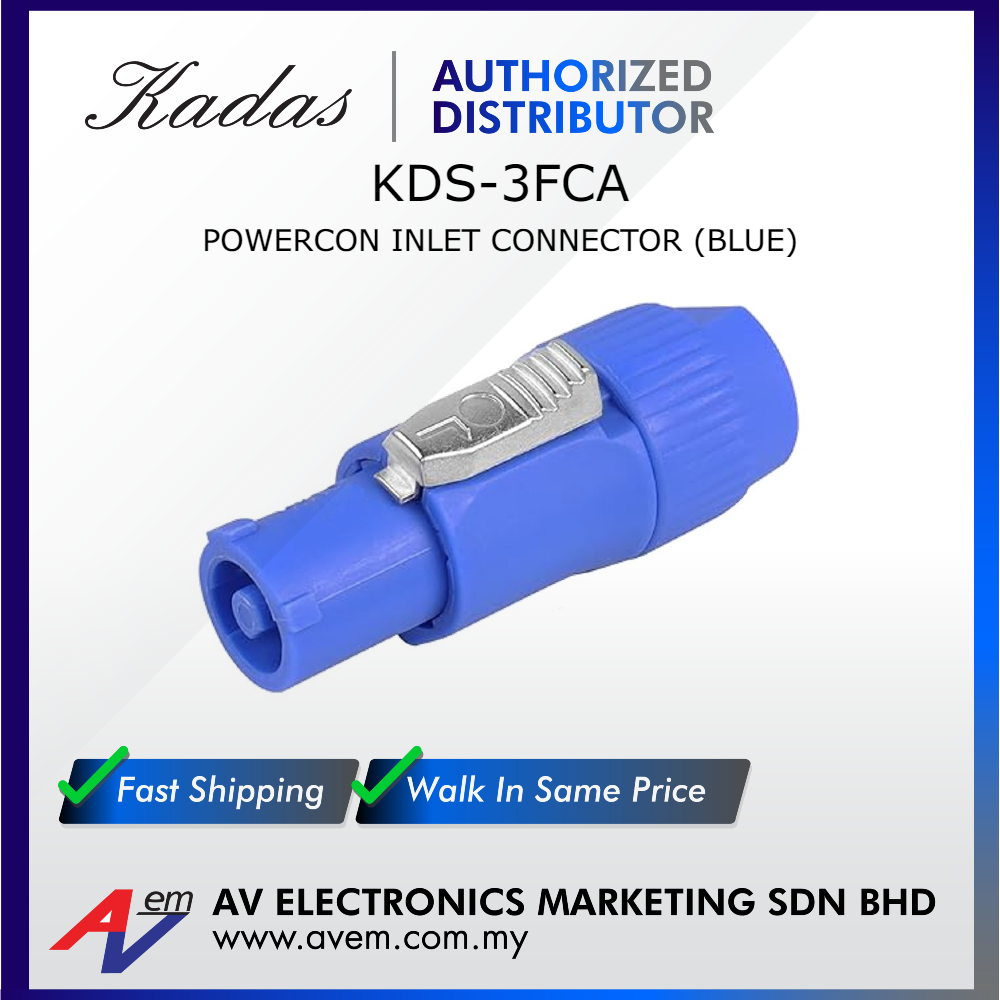 Kadas KDS-3FCA Powercon Inlet Connector (Blue Color)