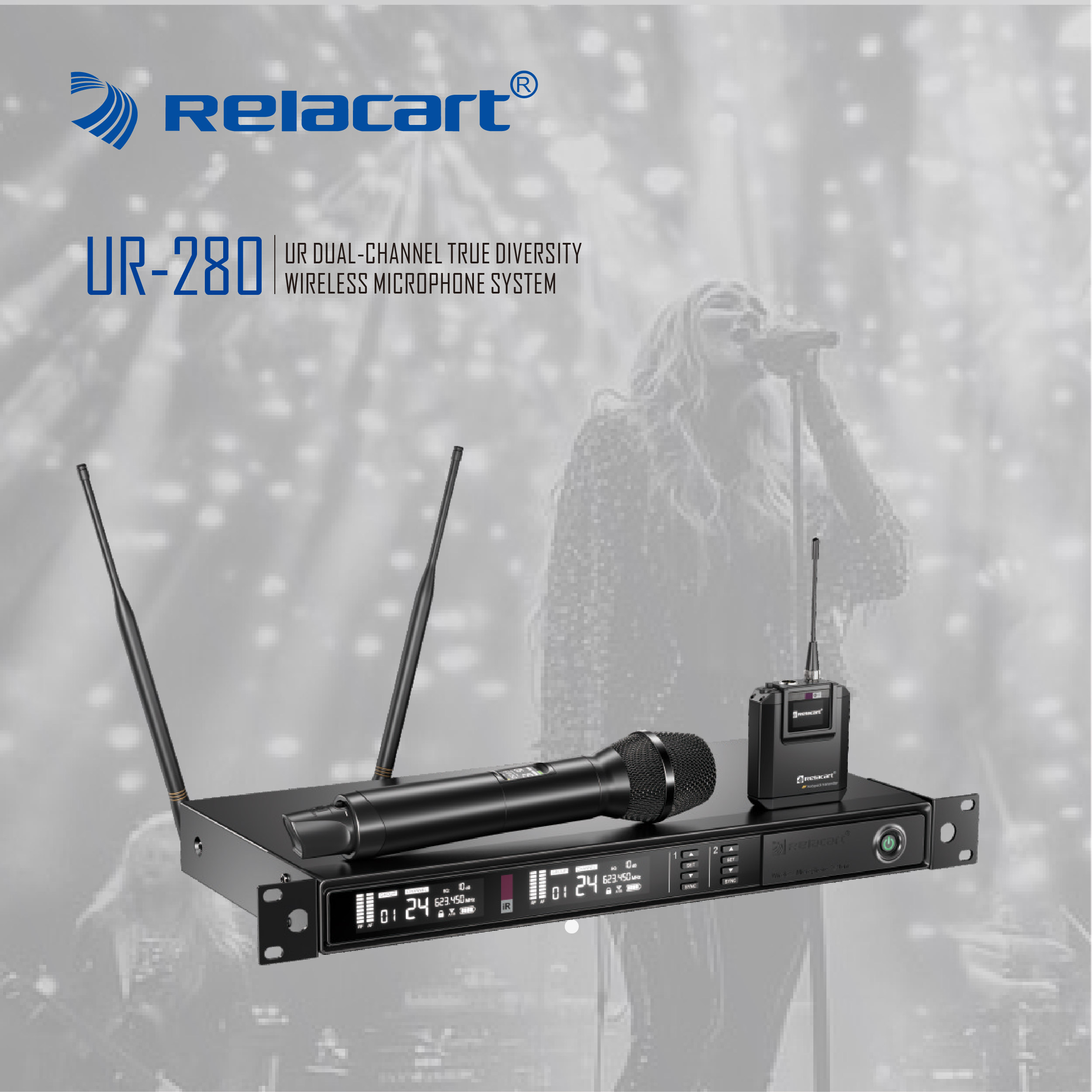 Relacart UR-280 Dual Channel True Diversity Wireless Microphone System