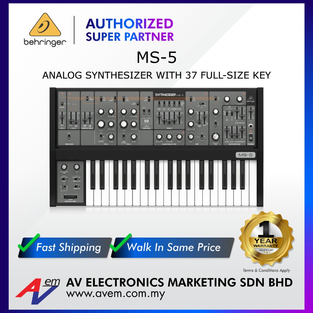 Behringer MS-5 Analog Synthesizer with 37 Full-Size Keys, 2 VCOs, Multi ...