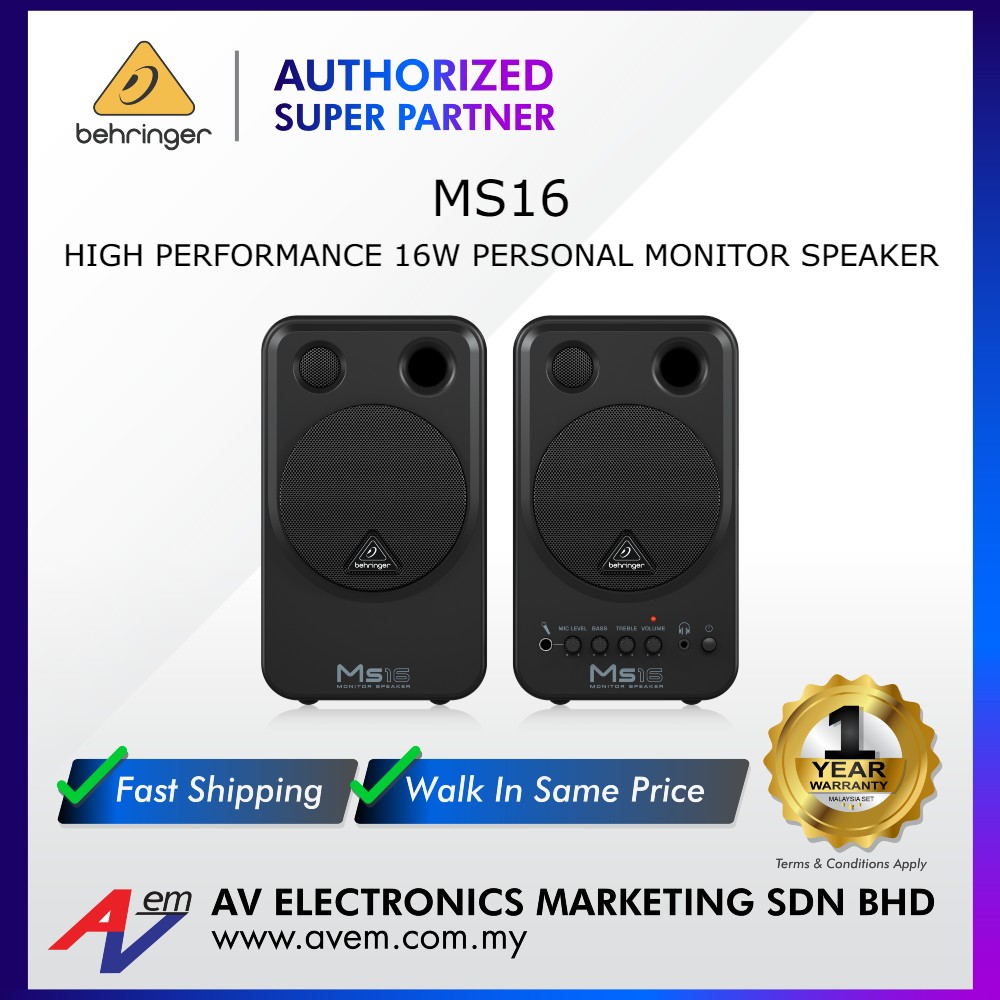 BEHRINGER MS16 Active 16-Watt Personal Monitor System / Pair
