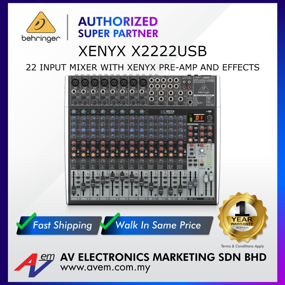 BEHRINGER XENYX X2222USB 22-Input 2/2-Bus Mixer with Compressors ...