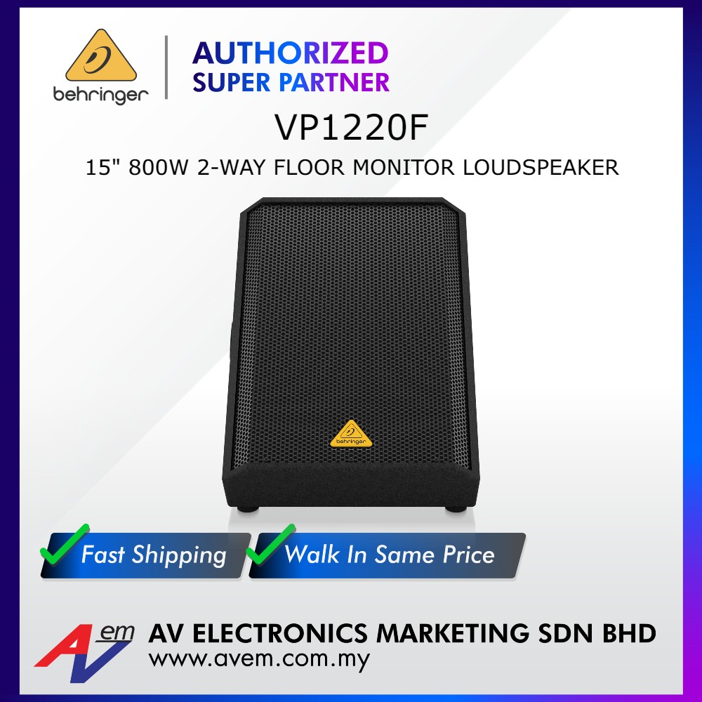 BEHRINGER EUROLIVE VP1220F Professional 800-Watt Floor Monitor with 12 ...