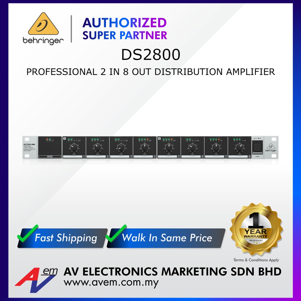 BEHRINGER DS2800 Professional 2-Input 8-Output Distribution Splitter