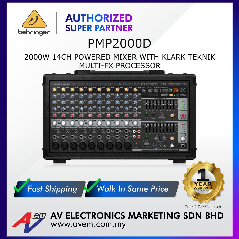 Behringer PMP2000D 14-channel 2000W Powered Mixer