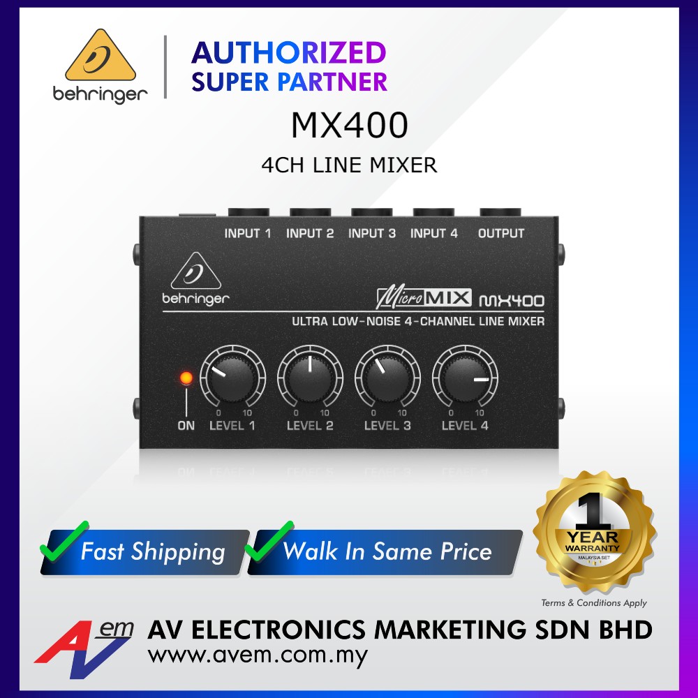 BEHRINGER MX400 Ultra Low-Noise 4-Channel Line Mixer