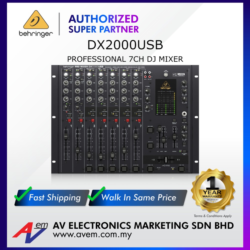 BEHRINGER DX2000USB Professional 7-Channel DJ Mixer with infinium ...