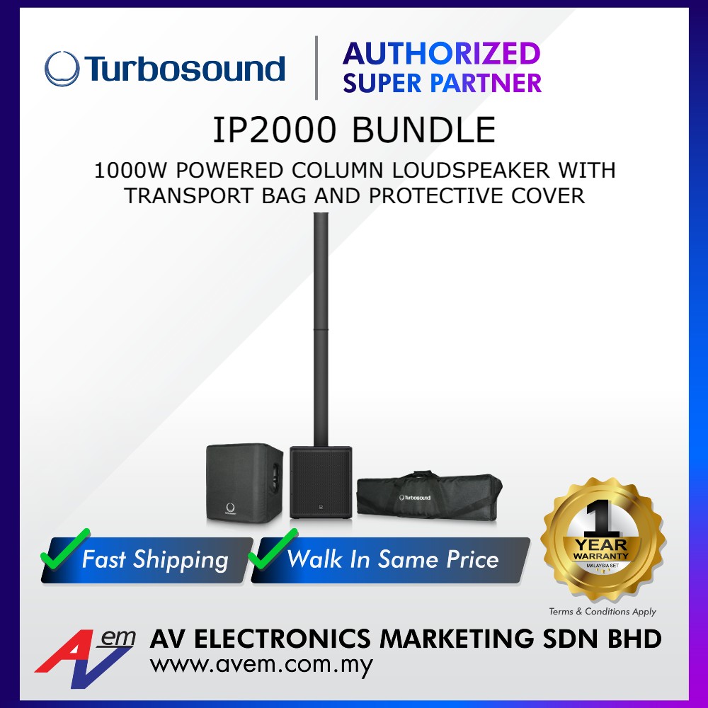 TURBOSOUND iP2000 BUNDLE 1,000 Watt Powered Column Loudspeaker with a ...