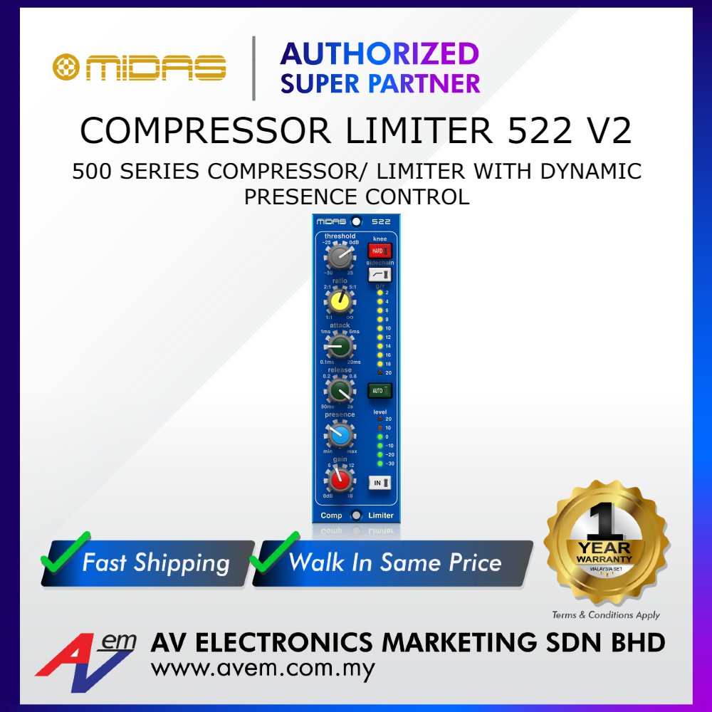 MIDAS COMPRESSOR LIMITER 522 V2 500 Series Compressor/Limiter with ...